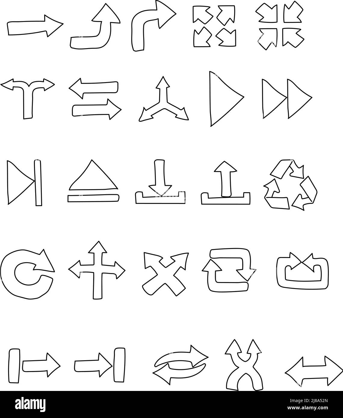 Arrows hand drawn linear doodles Stock Vector Image & Art - Alamy