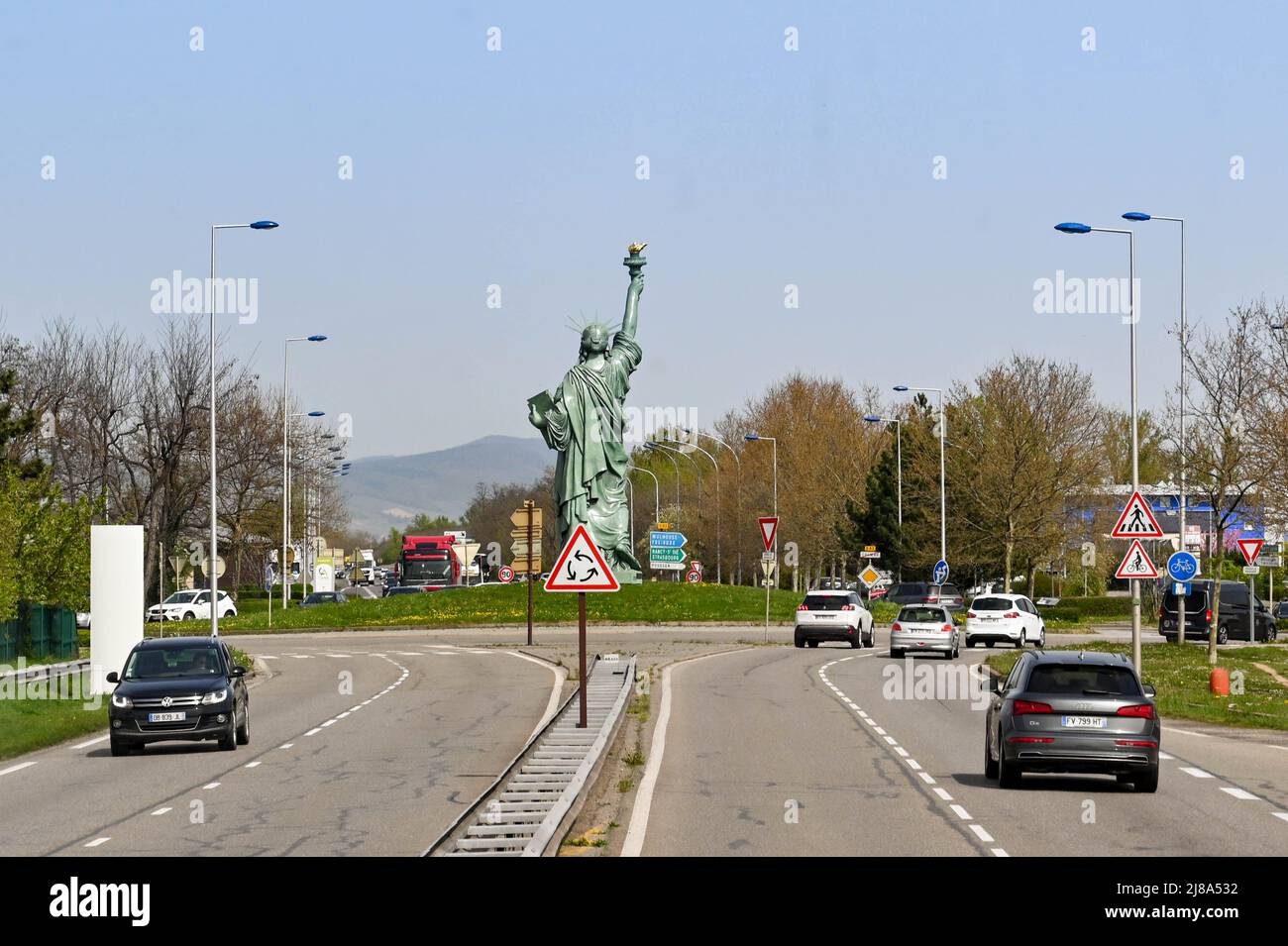 Colmar, France - April 2022: Small scale replica of the Statue of ...