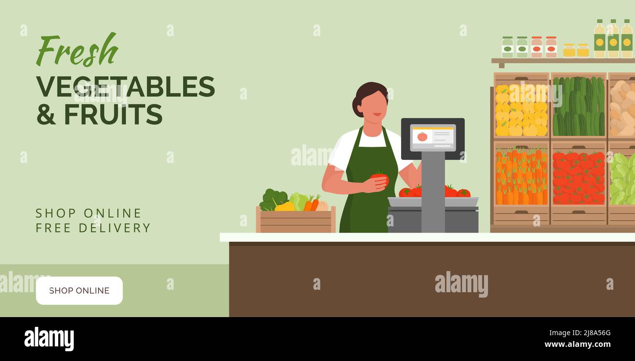 Local grocery shop in Stock Vector Images - Alamy