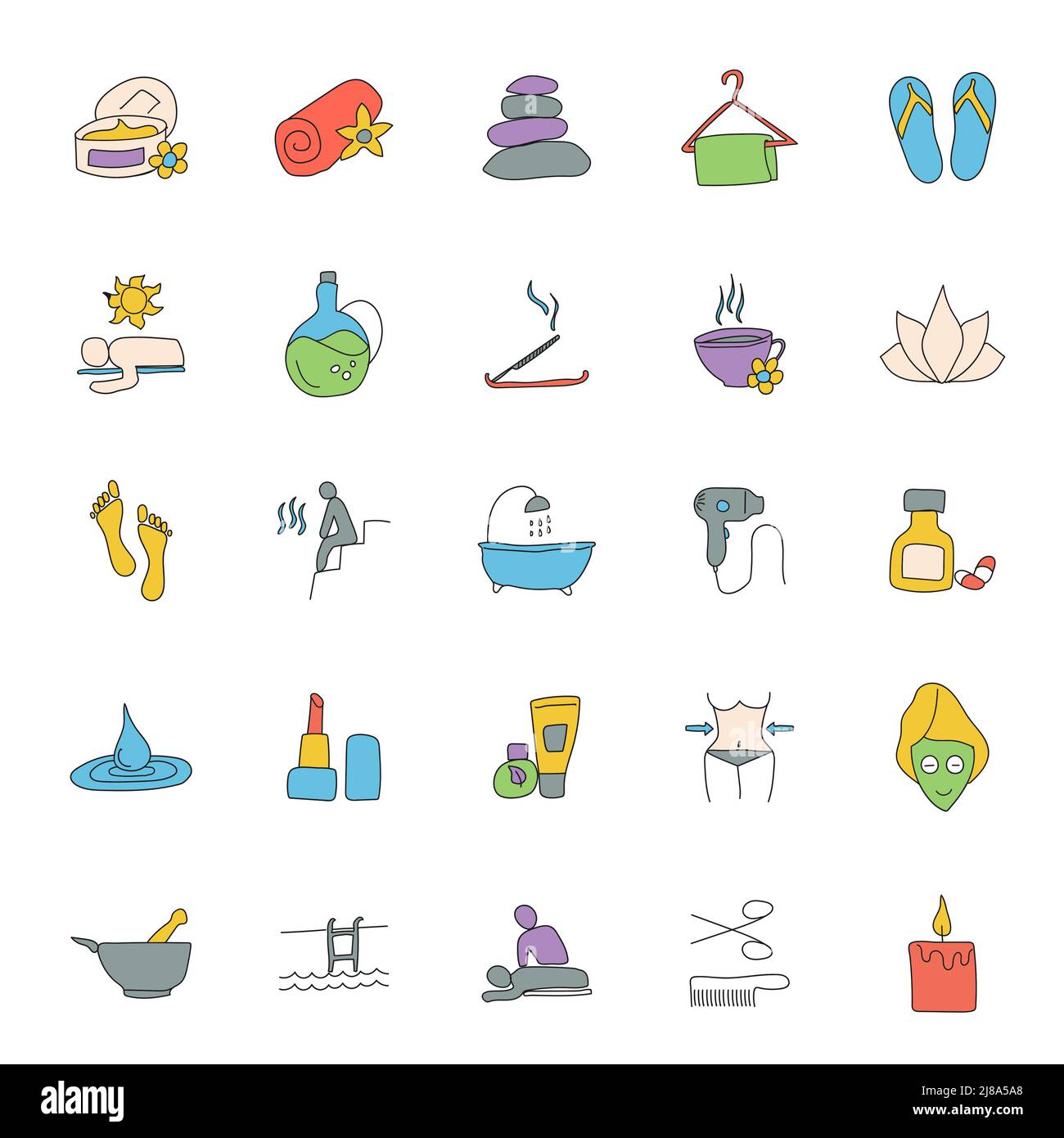 Hand drawn set spa Stock Vector Images - Alamy