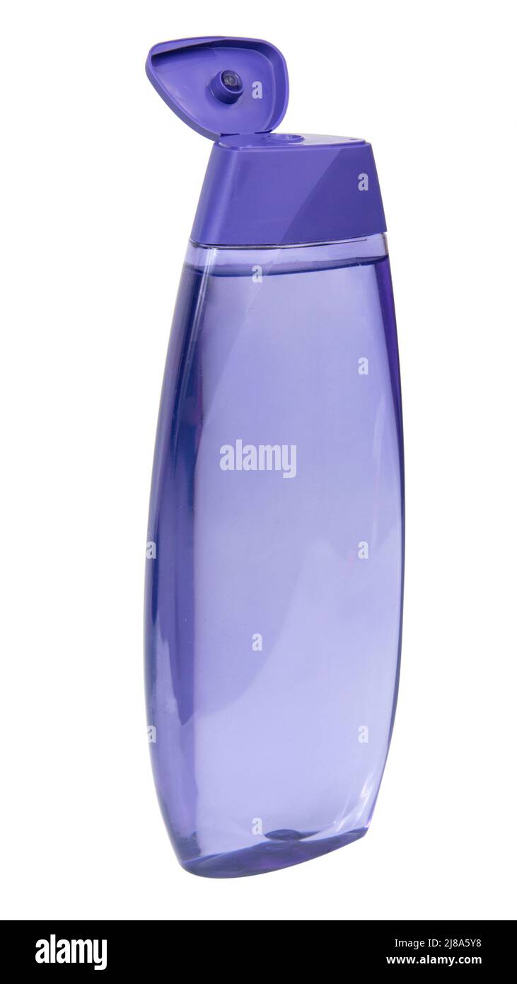 Blue bottle shampoo or lotion package plastic container isolated on the ...