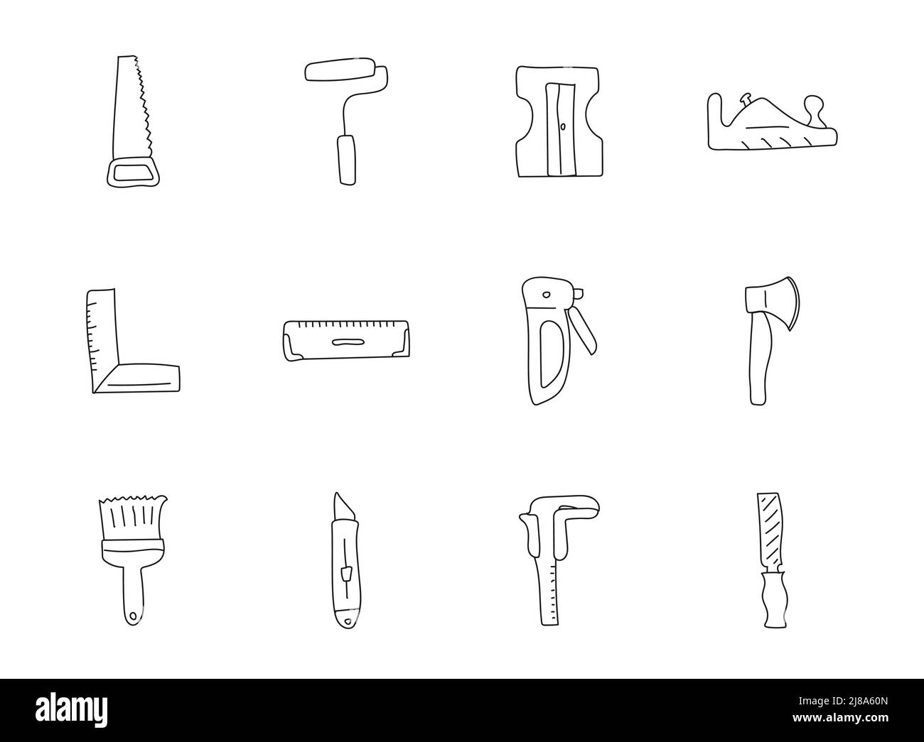 work tools doodles isolated on white Stock Vector Image & Art - Alamy