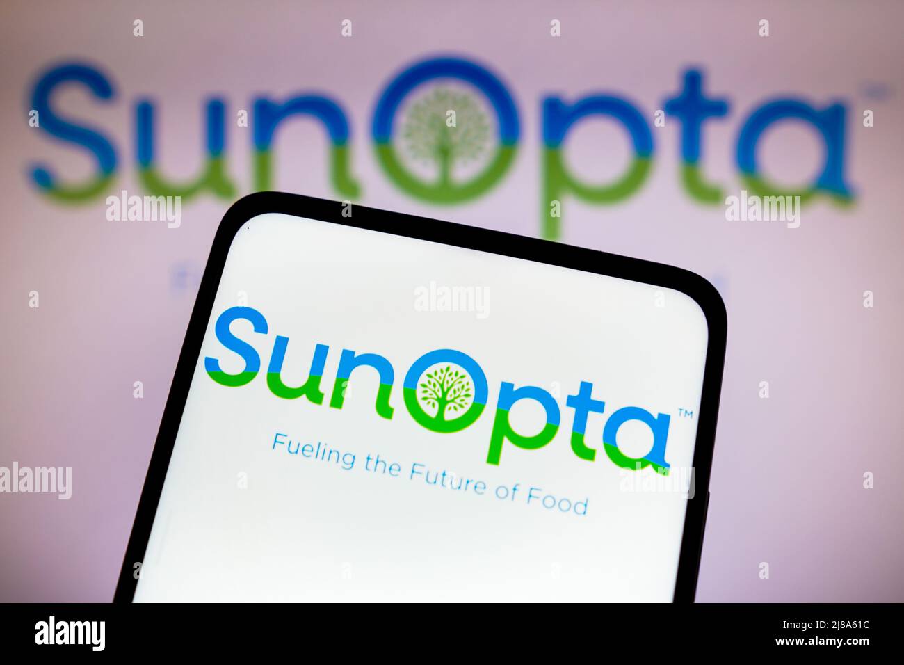 In this photo illustration the SunOpta, Inc. logo seen displayed on a ...
