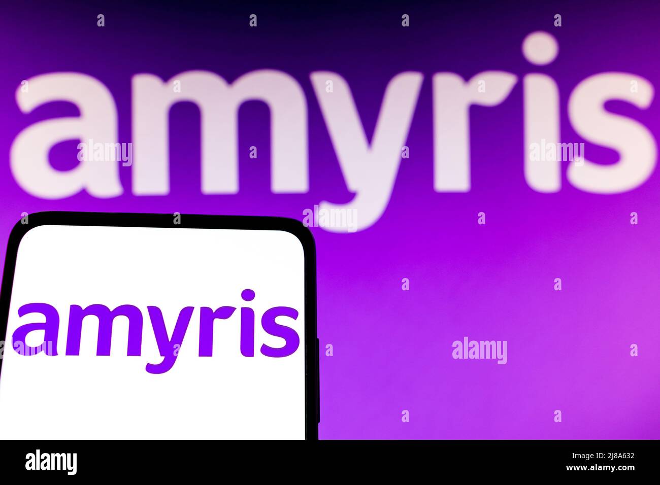 In this photo illustration the Amyris Biotechnologies logo seen ...