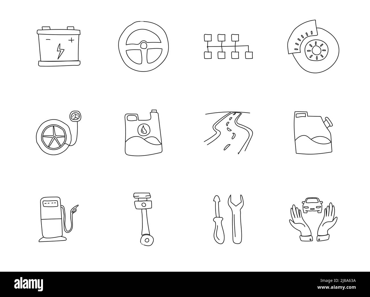 car service hand drawn linear vector icons Stock Vector Image & Art - Alamy