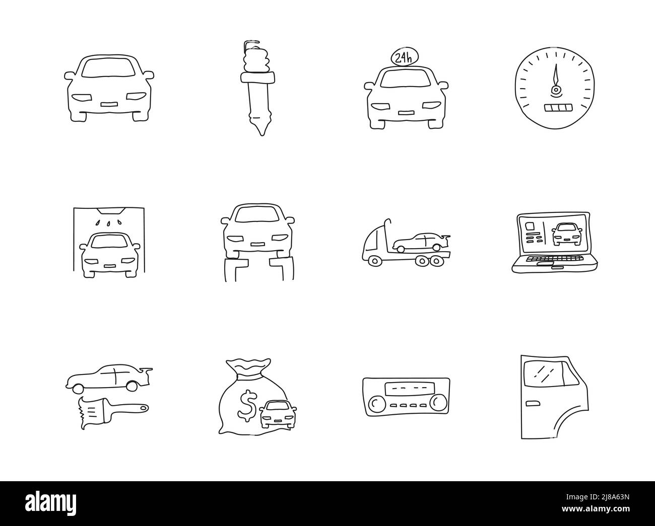 car service doodles isolated on white Stock Vector Image & Art - Alamy