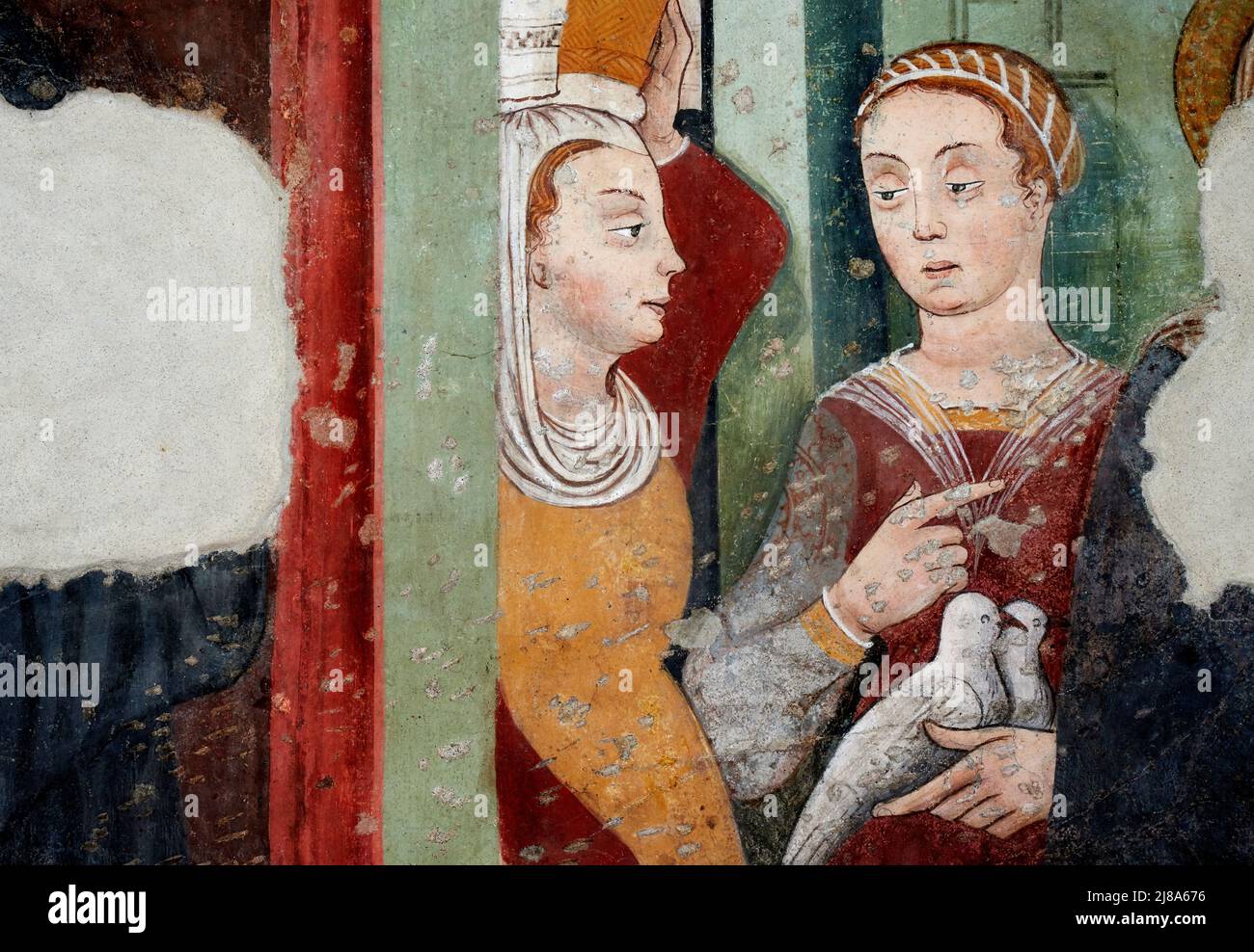 Figure femminili, particolare da “ Visitazione “ - affresco - bottega ...