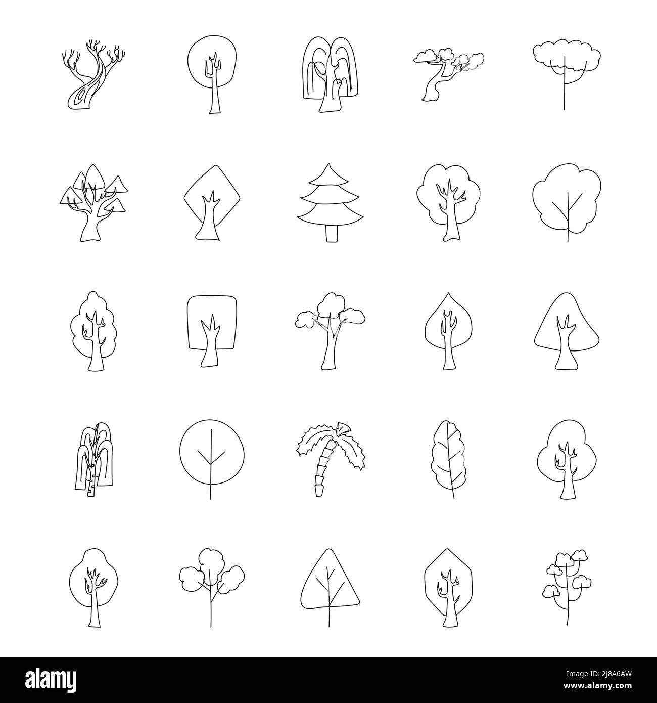 Tree hand drawn linear doodles Stock Vector Image & Art - Alamy