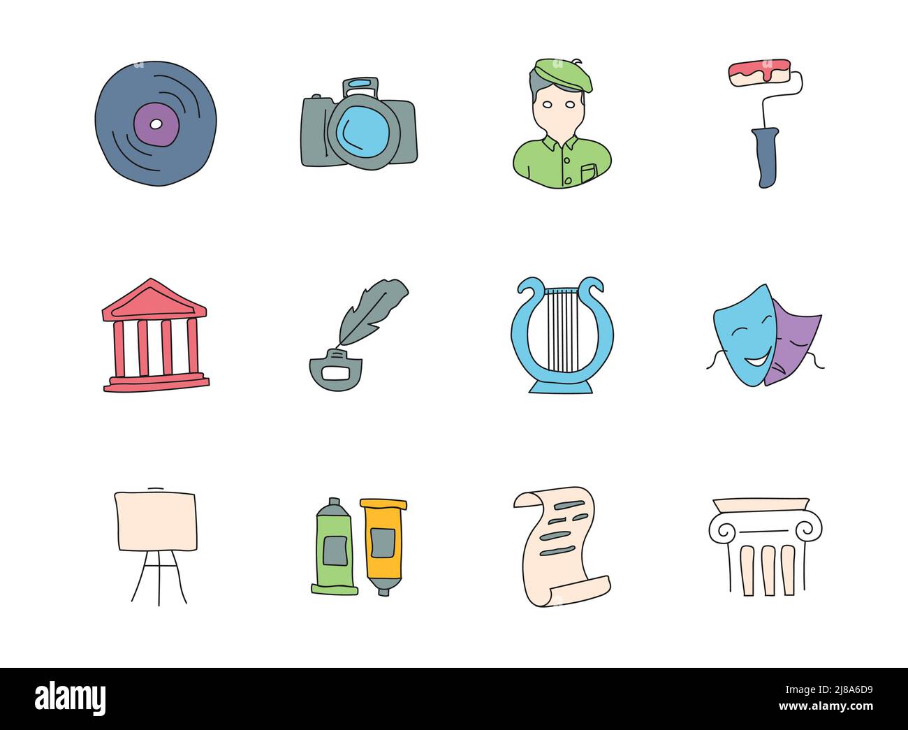 art hand drawn linear vector icons isolated on white Stock Vector Image ...