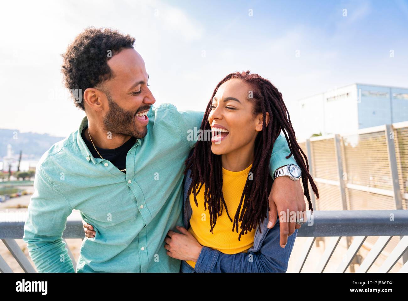 Beautiful happy hispanic latino couple of lovers dating outdoors ...