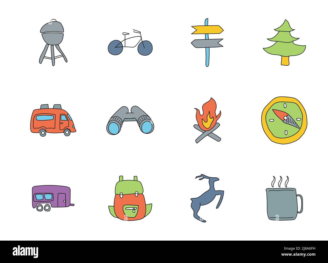 camping doodles isolated on white Stock Vector Image & Art - Alamy