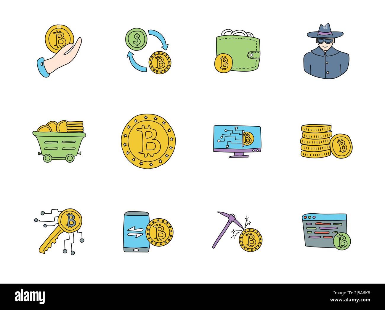 bitcoin doodles isolated on white Stock Vector Image & Art - Alamy