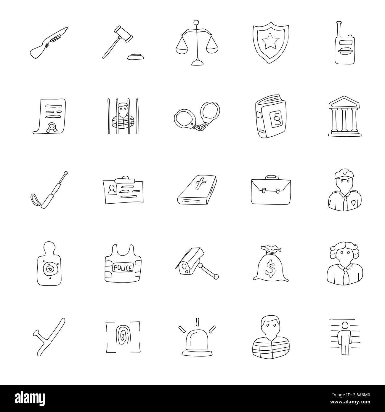 Crime justice set linear Stock Vector Images - Alamy