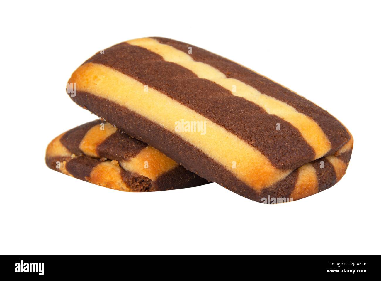 Striped cookies tasty choco isolated on the white background Stock ...
