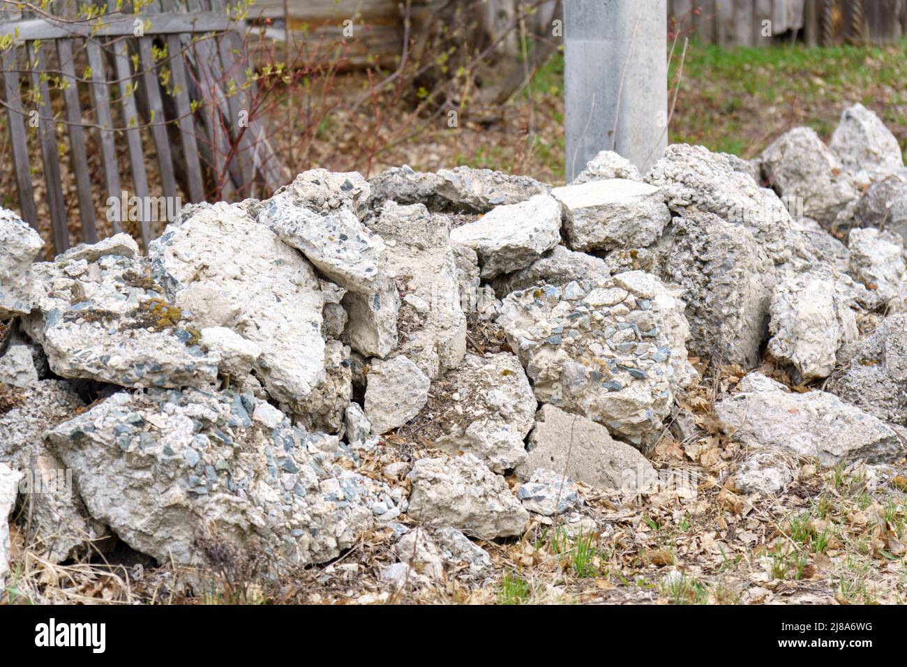 Pile of stones on the ground construction, a destructive pile, a ...