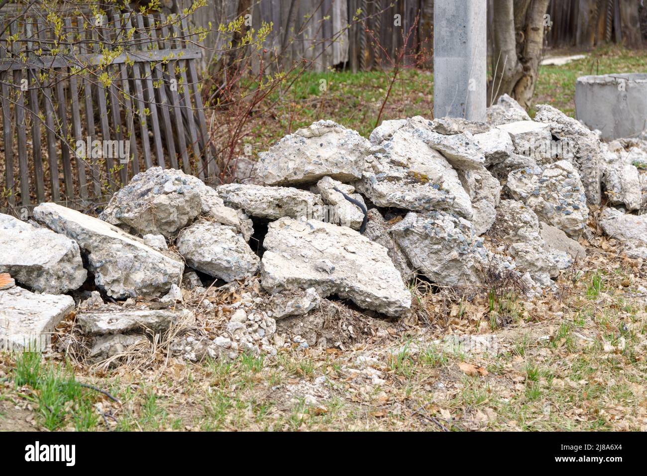 Crushed rock pile for construction, stone pile. large pile of concrete ...