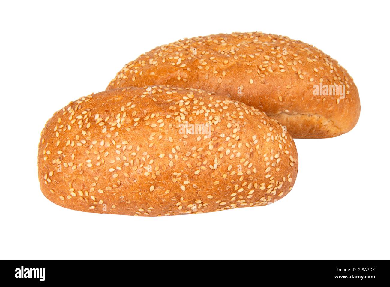 Long bun with sesame seeds bakery isolated on the white background ...