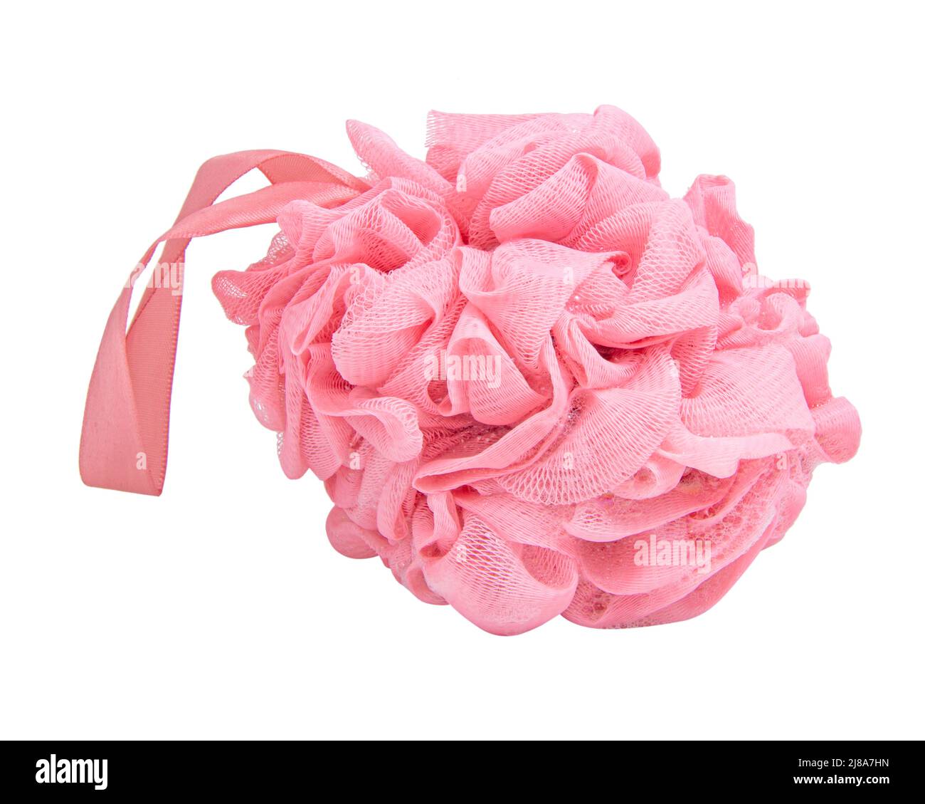 Pink bath sponge for shower body care isolated on the white background ...
