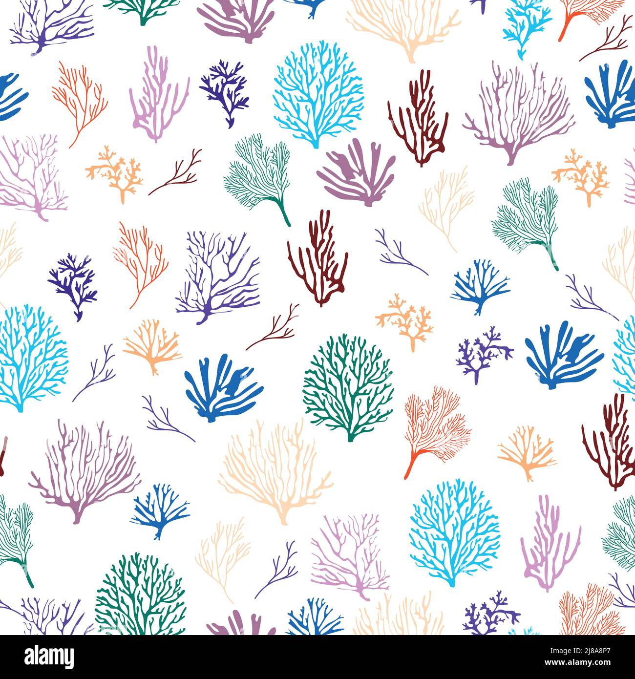 Coral reef vector seamless pattern. Underwater world. Perfect for ...