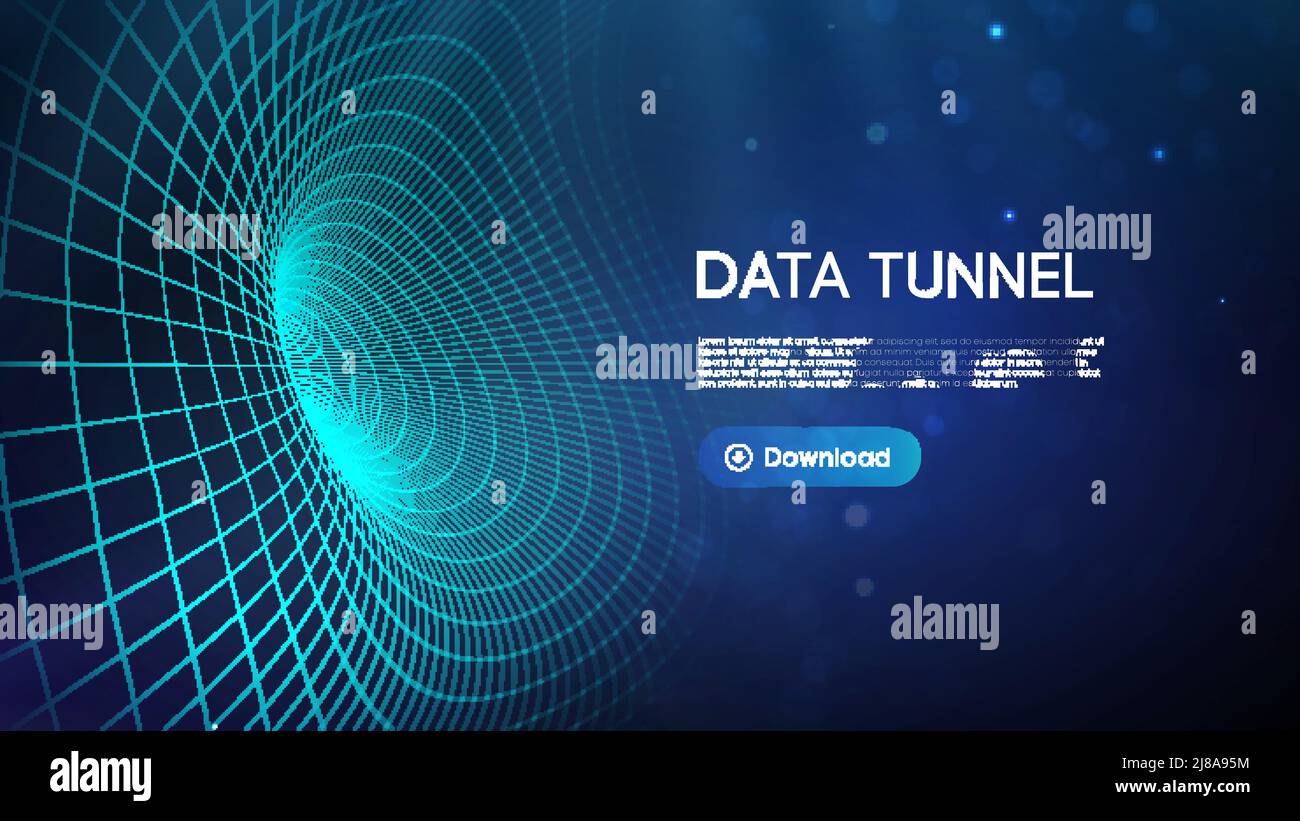 Big data tunnel vector illustration. Abstract digital background. Computer data tunnel ...
