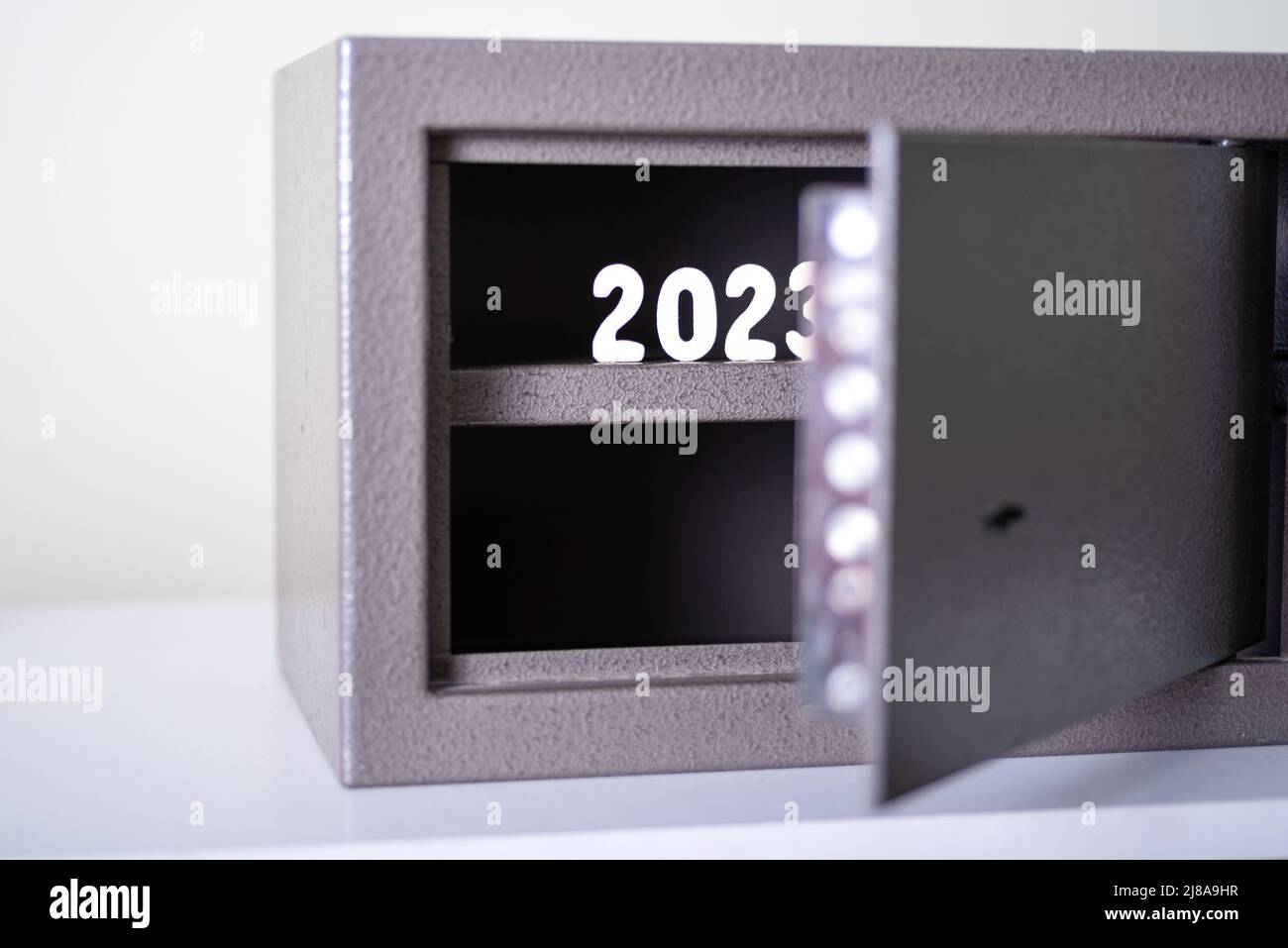 Robust metal safe with empty space inside. Concept 202.... year Stock ...