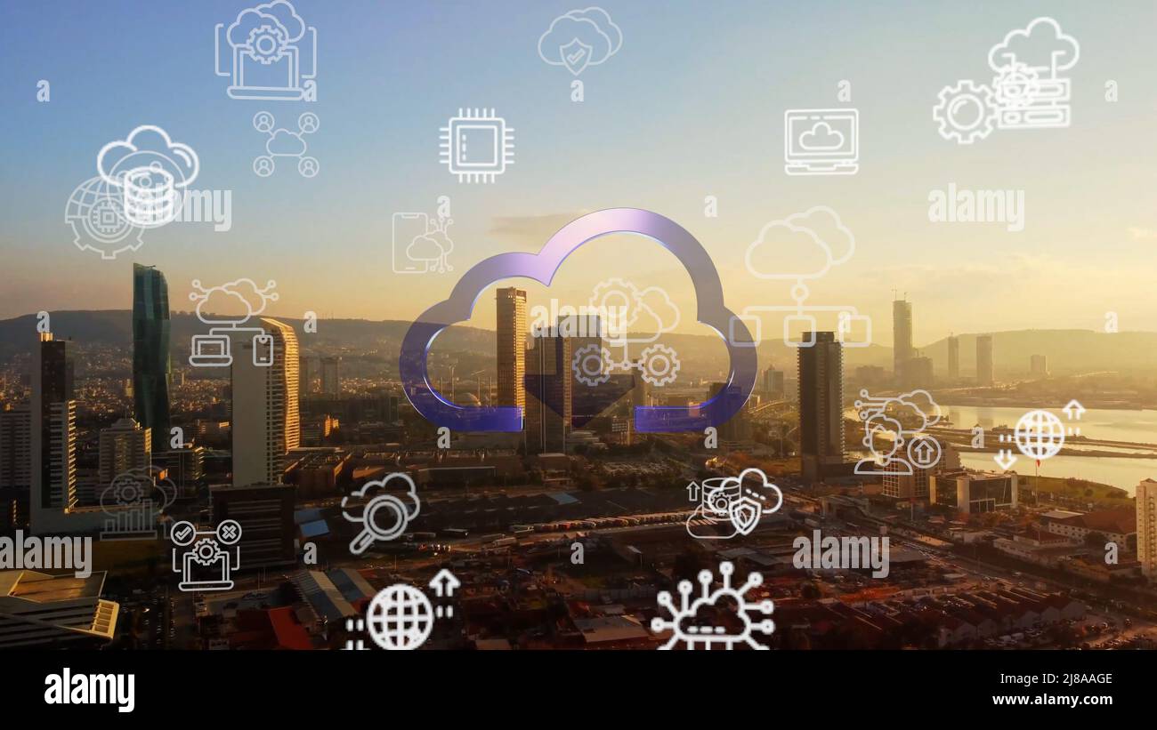 Cloud computing concept. Communication network Stock Photo - Alamy