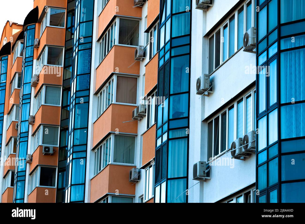 Exterior view of a modern multi-storey residential building. Facade ...