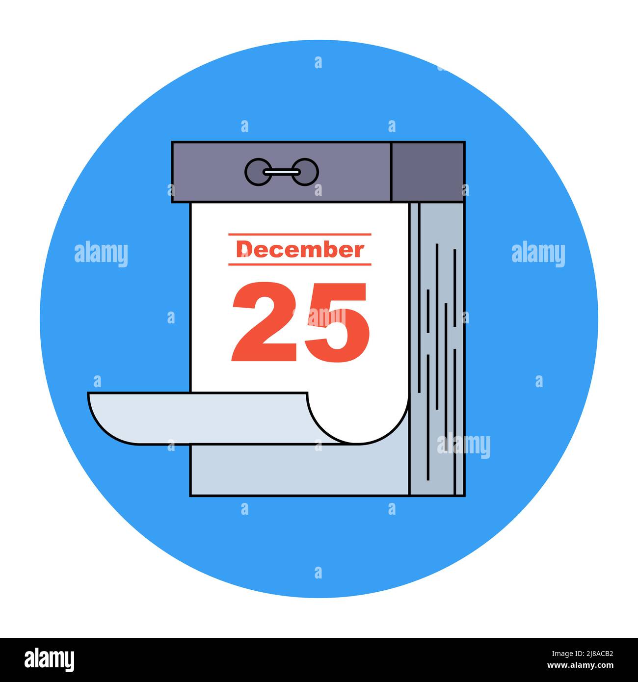 tear-off calendar with christmas date. advent of the new year. flat ...