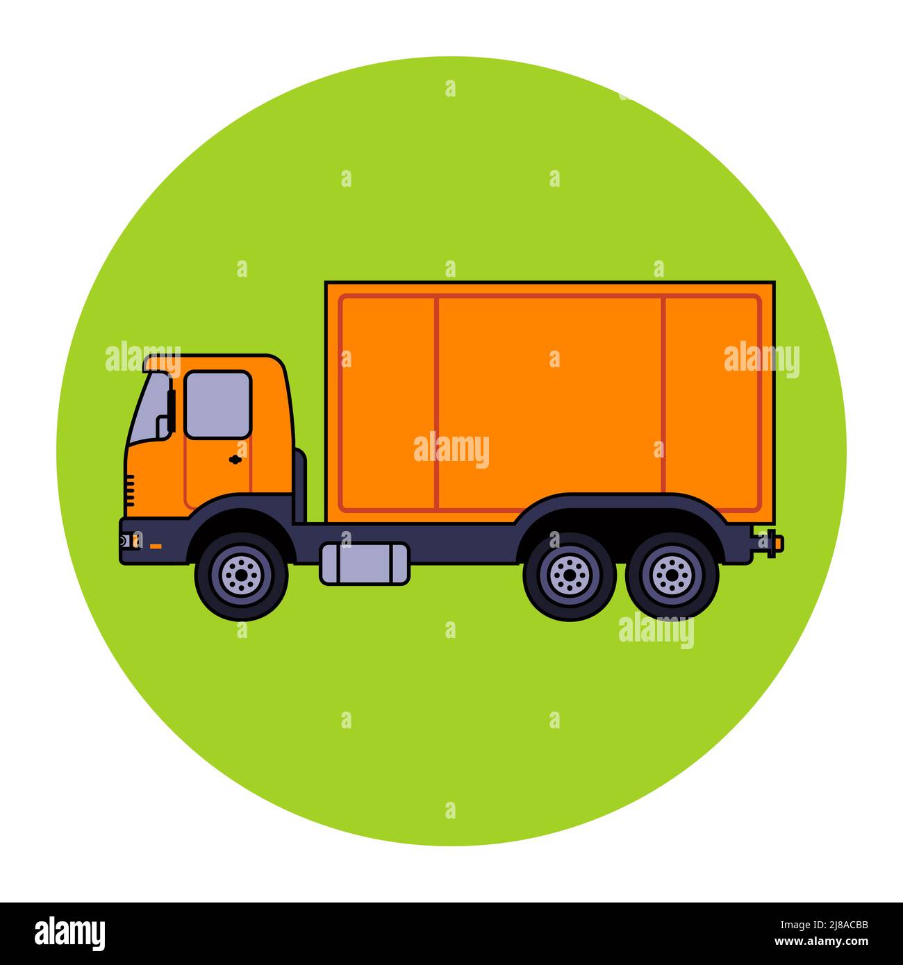 big orange delivery truck. flat vector illustration Stock Vector Image ...