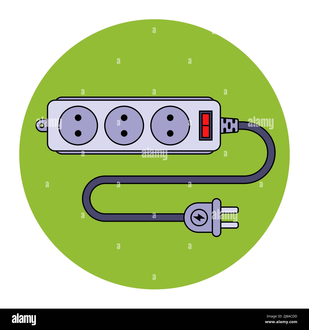 Power strip for supplying electricity through an outlet. flat vector ...