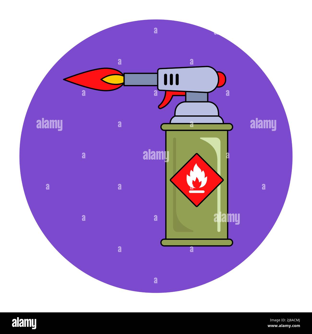 blowtorch with blue flame for construction. flat vector illustration ...