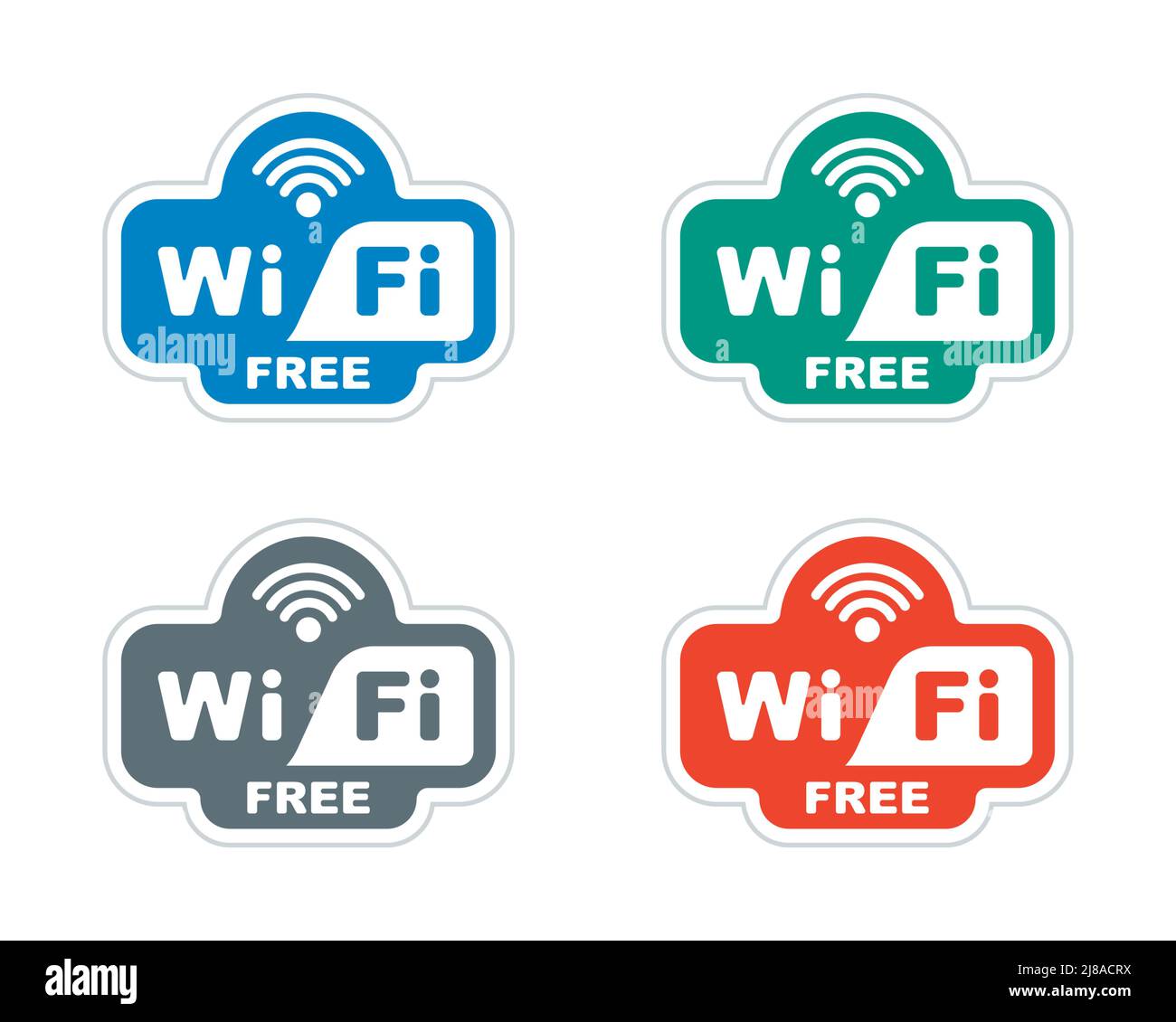 colored Wi-Fi stickers for internet cafes. free internet access. flat ...