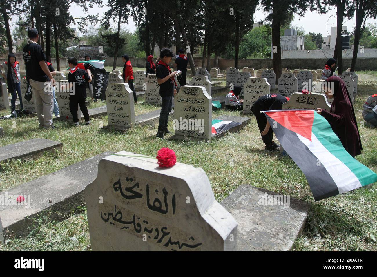 A roses placed by Palestinian refugees on the graves of the Iraqi ...