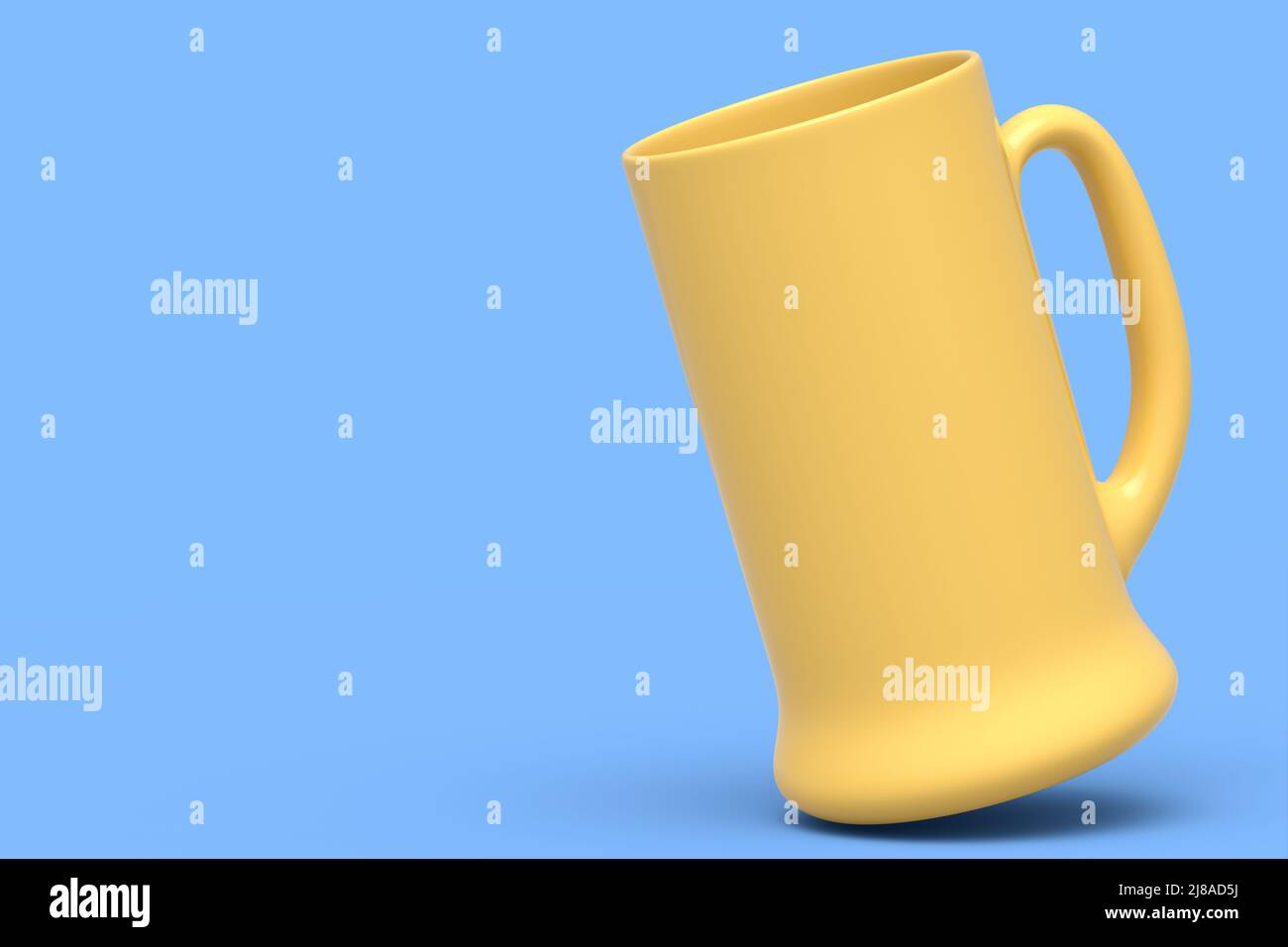 Frosty glass of fresh draft beer isolated on a blue monochrome ...