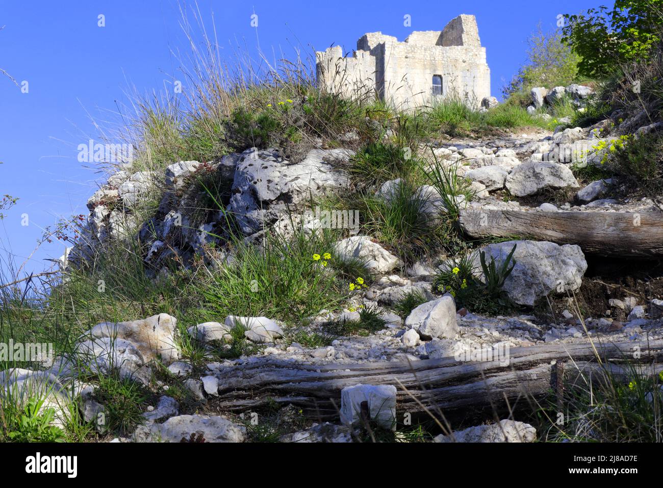 Rocca Calascio, mountaintop medieval fortress. The Castle of Rocca ...