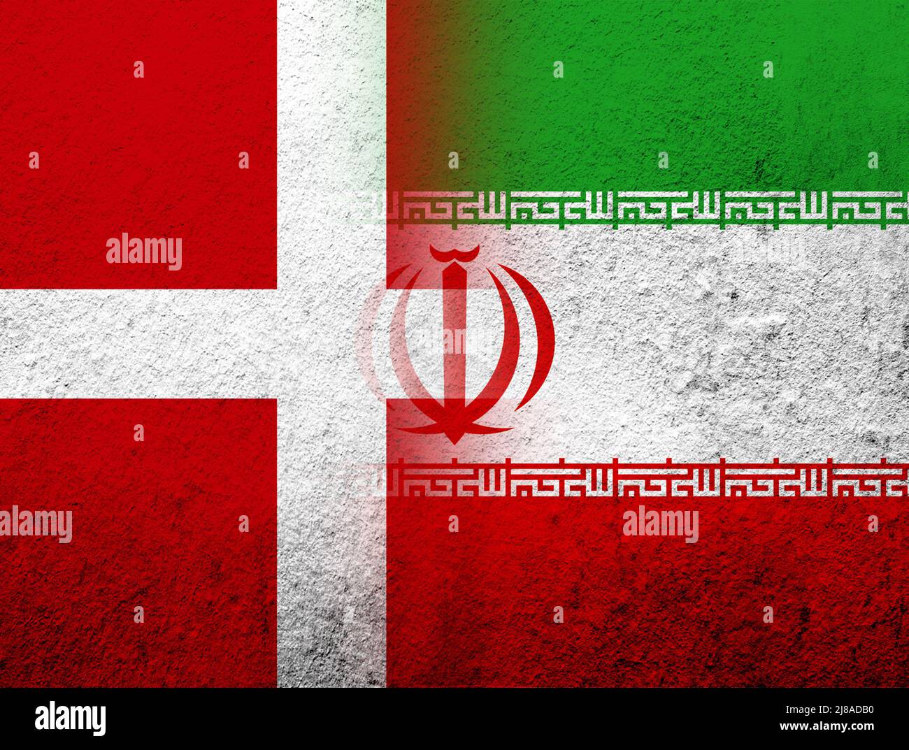 the Kingdom of Denmark National flag with The Islamic Republic of Iran ...
