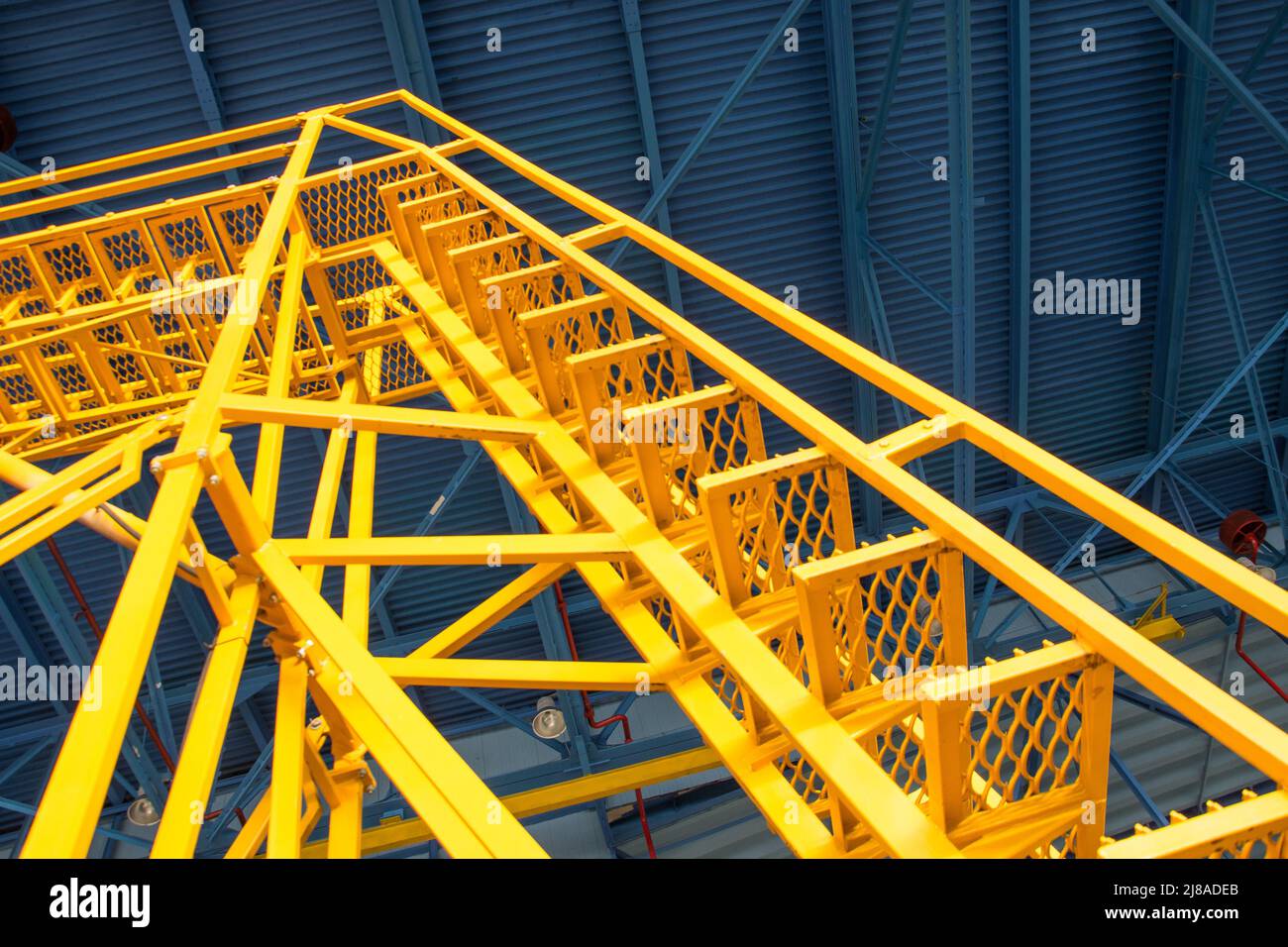 Technical ladder for maintenance of equipment in the hangar Stock Photo ...