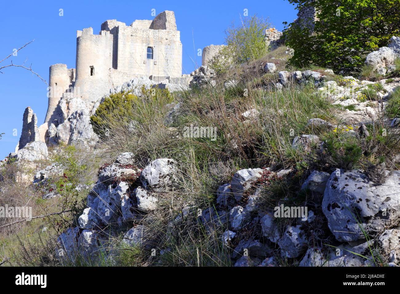Rocca Calascio, mountaintop medieval fortress. The Castle of Rocca ...