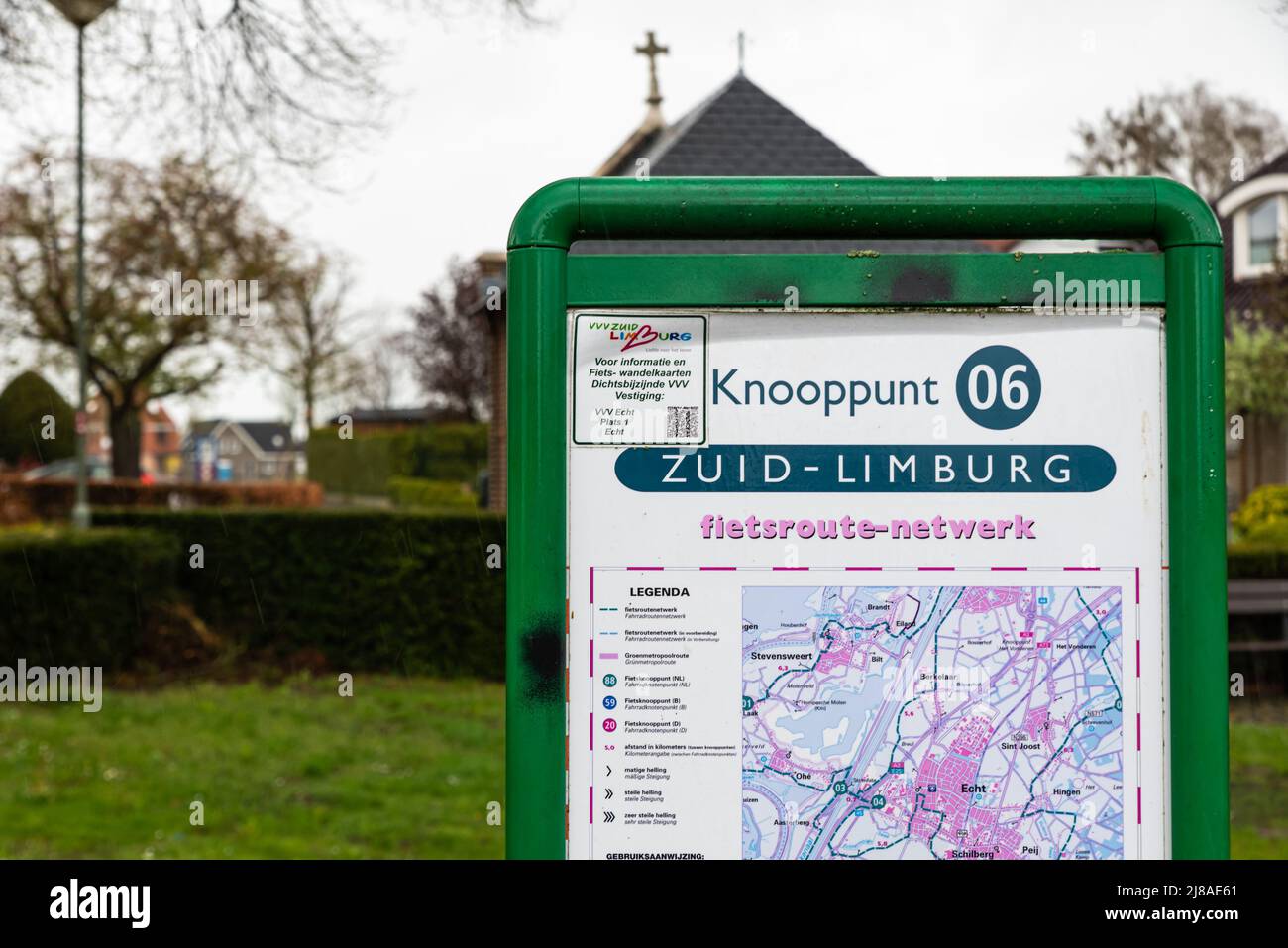 Echt, Limburg, The Netherlands - 04 06 2022 - Sign board of the node ...
