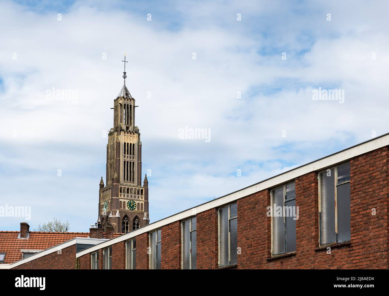 Echt, Limburg, The Netherlands, 04 07 2022 - Church tower and brick ...