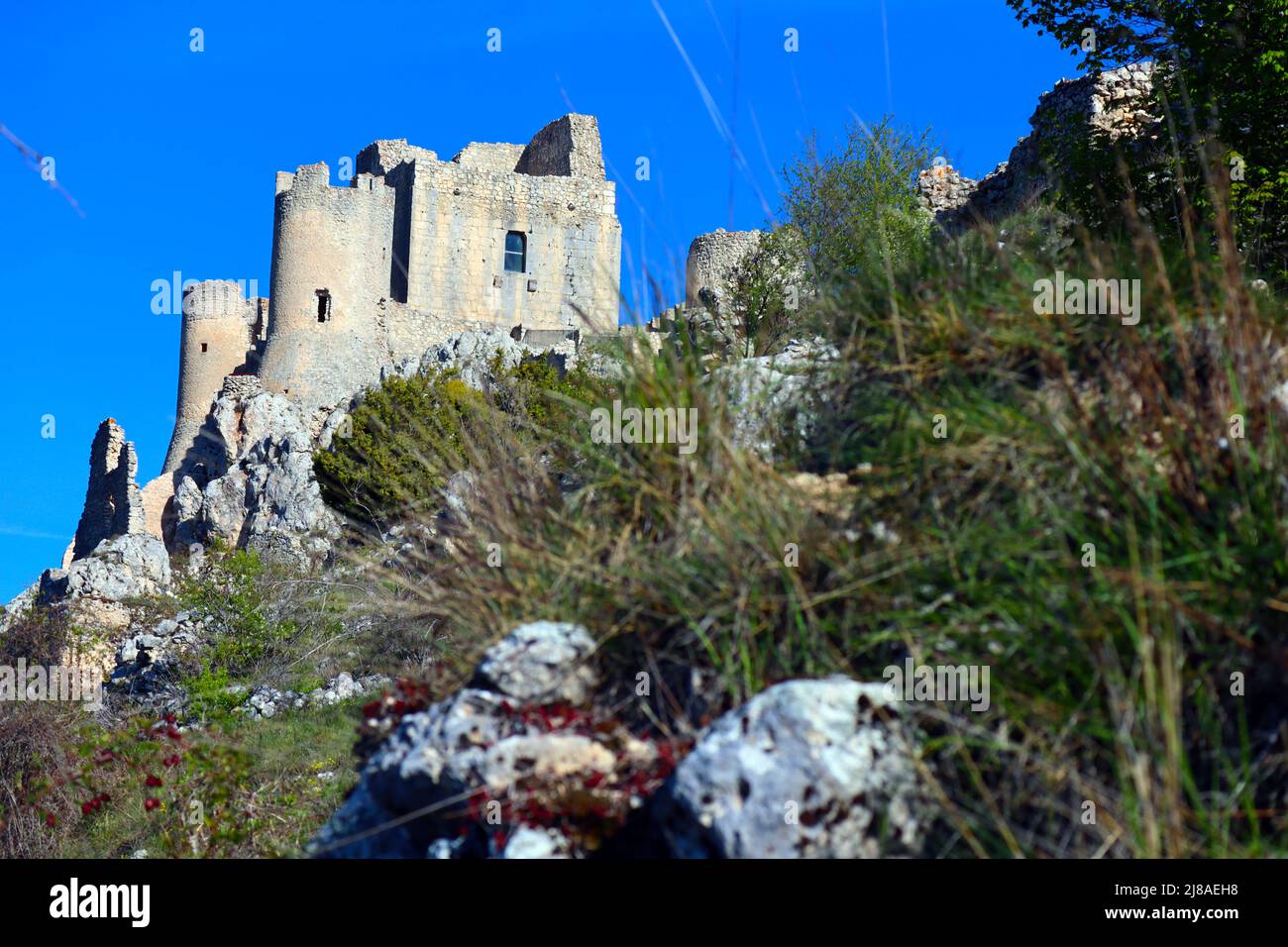 Rocca Calascio, mountaintop medieval fortress. The Castle of Rocca ...