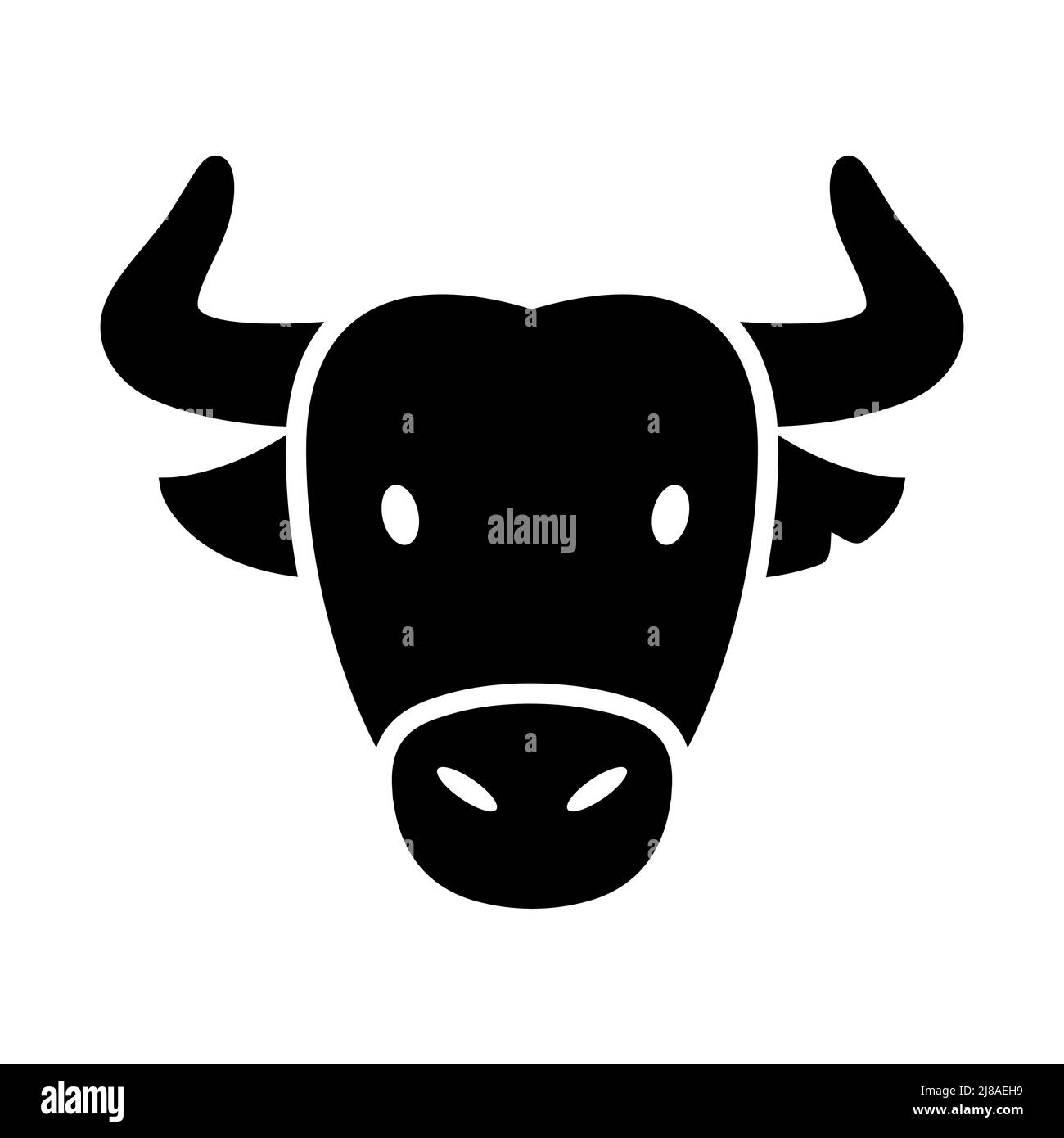 Spanish bull buffalo isolated glyph icon. Animal head vector ...