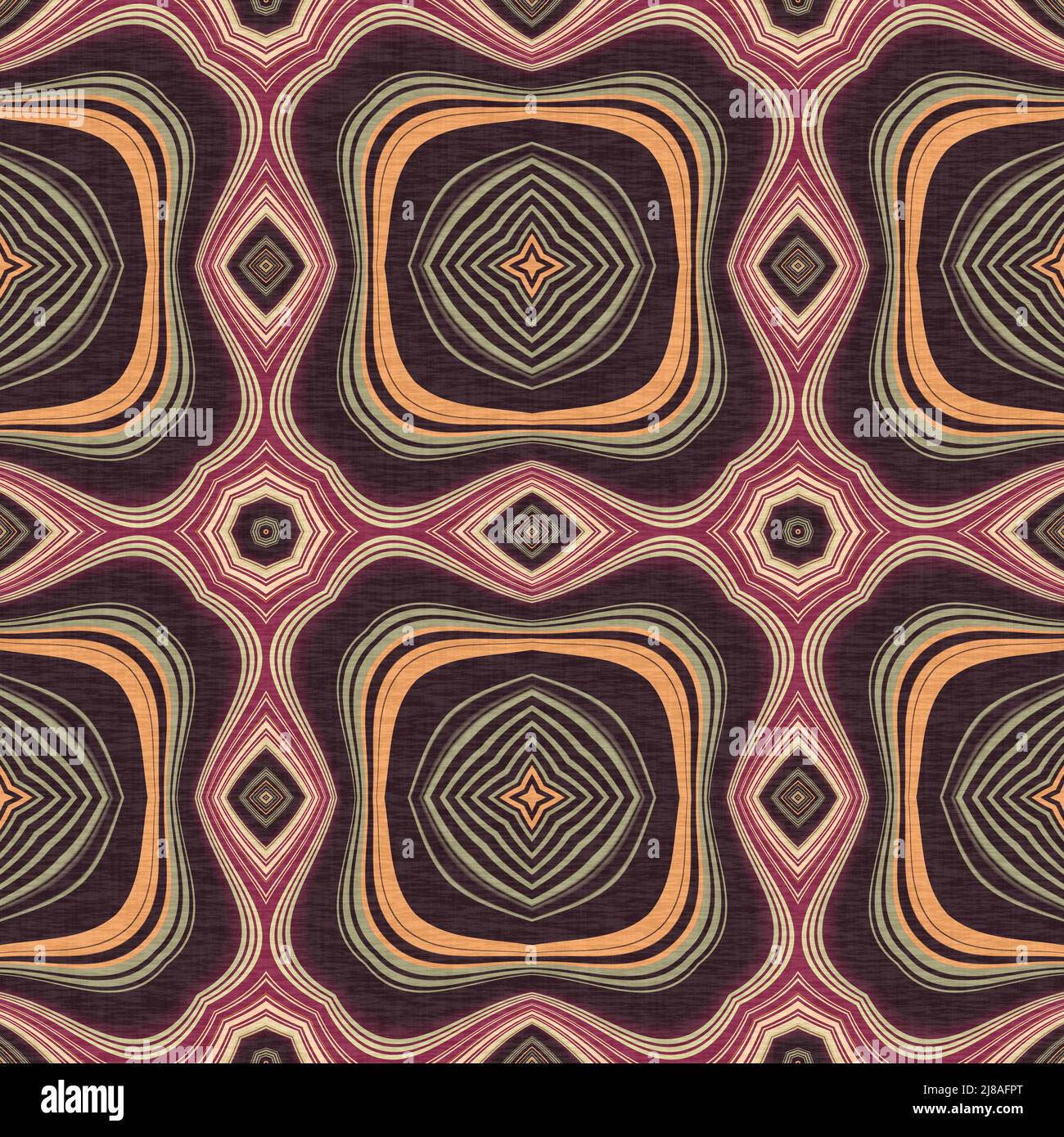 Earthy colours retro sixties geometric seamless pattern in variegated ...
