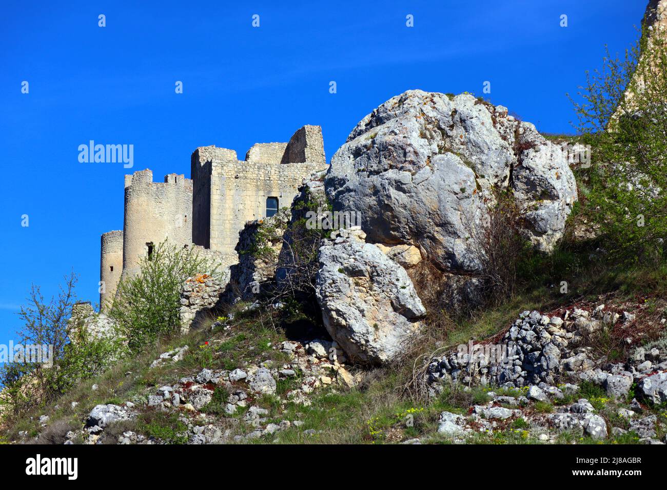 Rocca Calascio, mountaintop medieval fortress. The Castle of Rocca ...