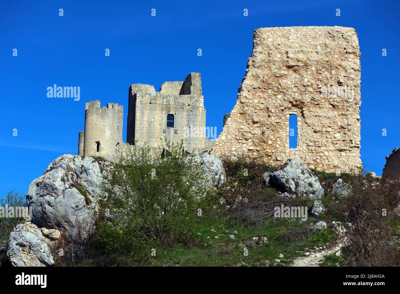Rocca Calascio, mountaintop medieval fortress. The Castle of Rocca ...