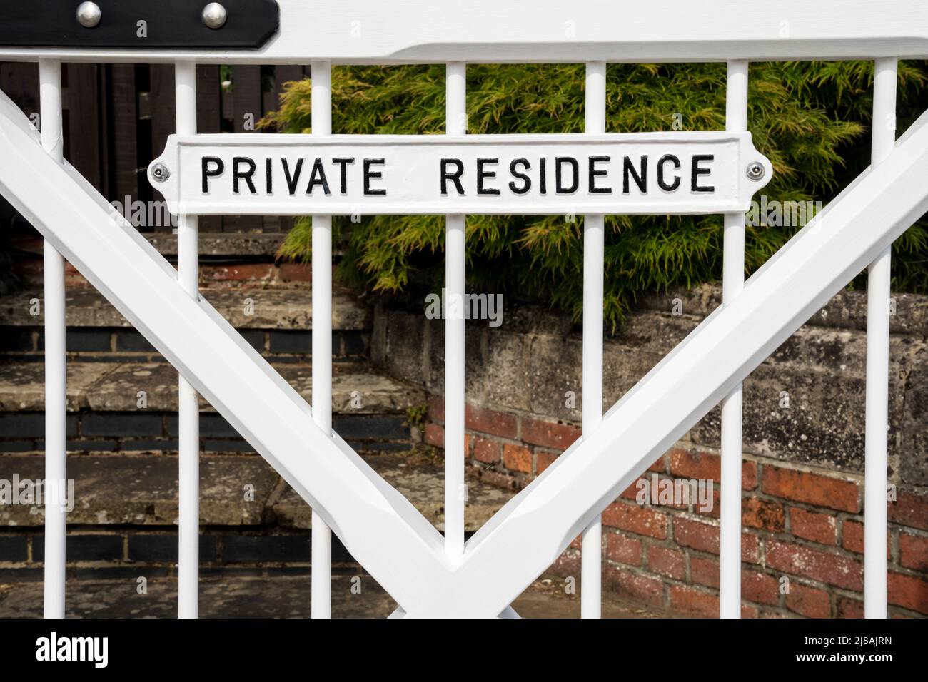 Private Residence sign on a gate Stock Photo - Alamy