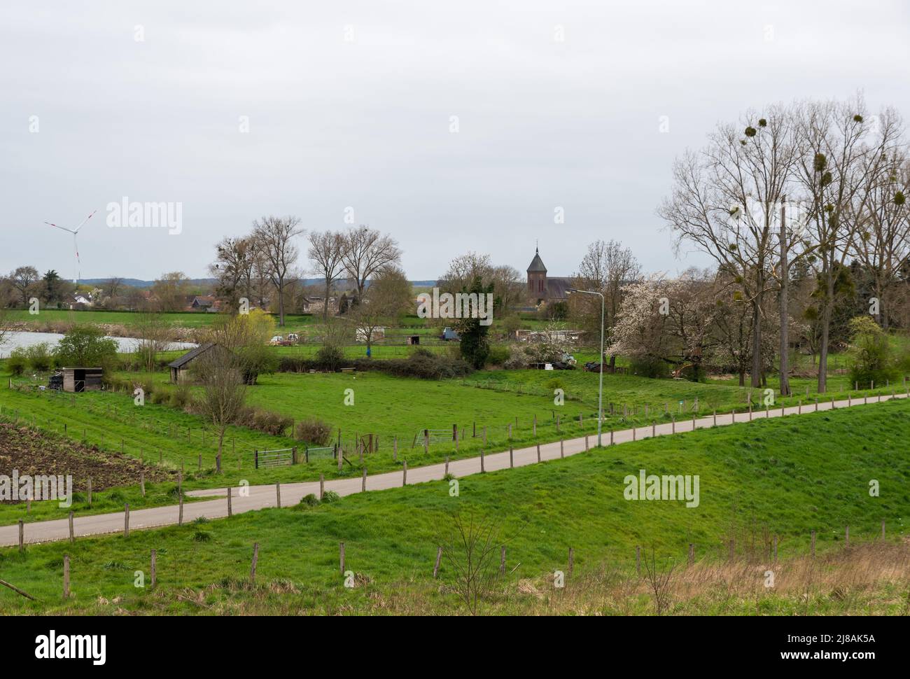 Pathway crossing farmland at the Dutch countryside around Urmond, The ...