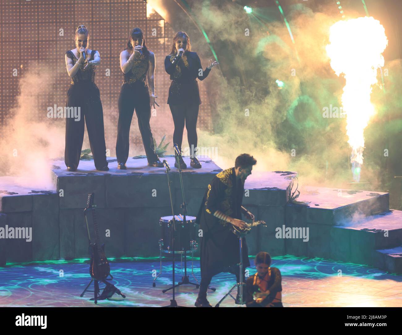 Turin, Italy. 14th May, 2022. Alvan & Ahez from France sing the song ...