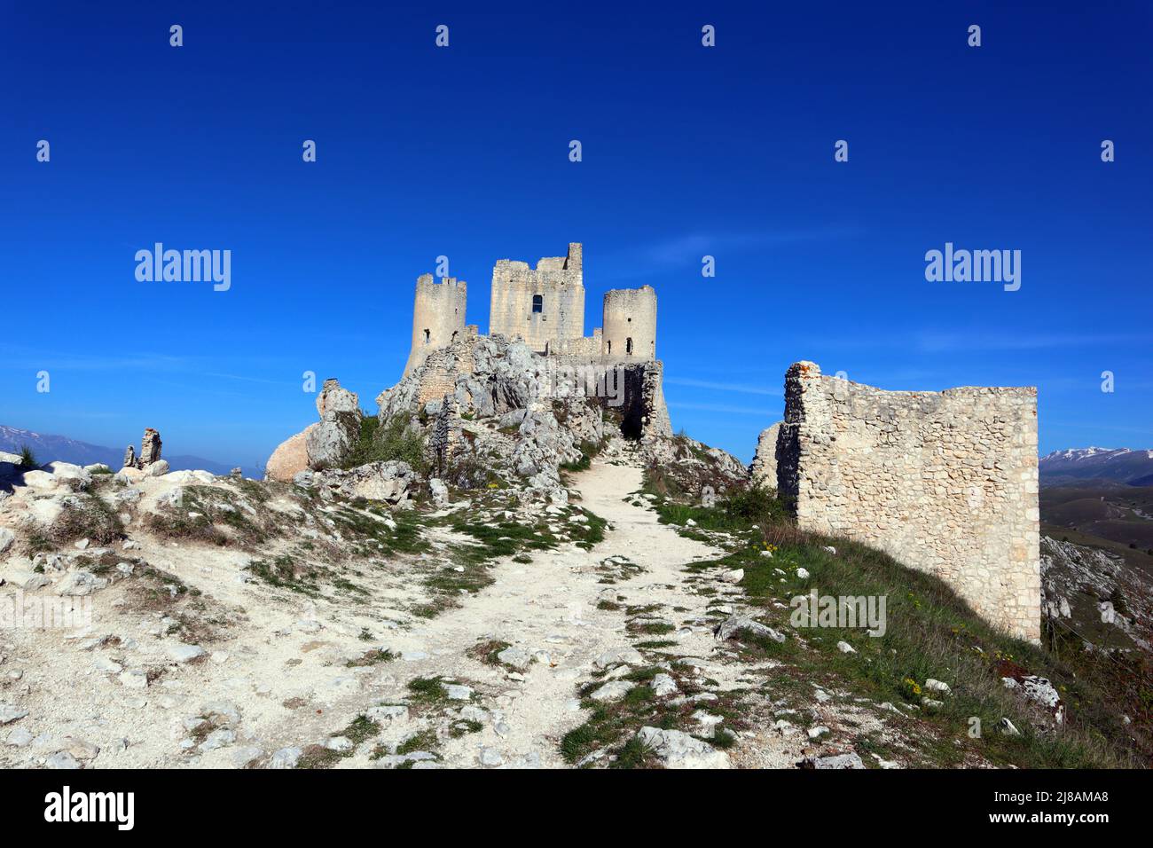 Rocca Calascio, mountaintop medieval fortress. The Castle of Rocca ...