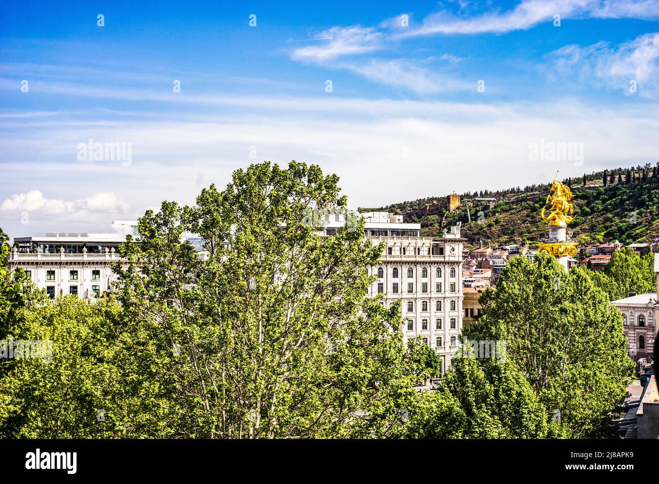 St. George Monument on Freedom Square in Tbilisi, capital city of ...